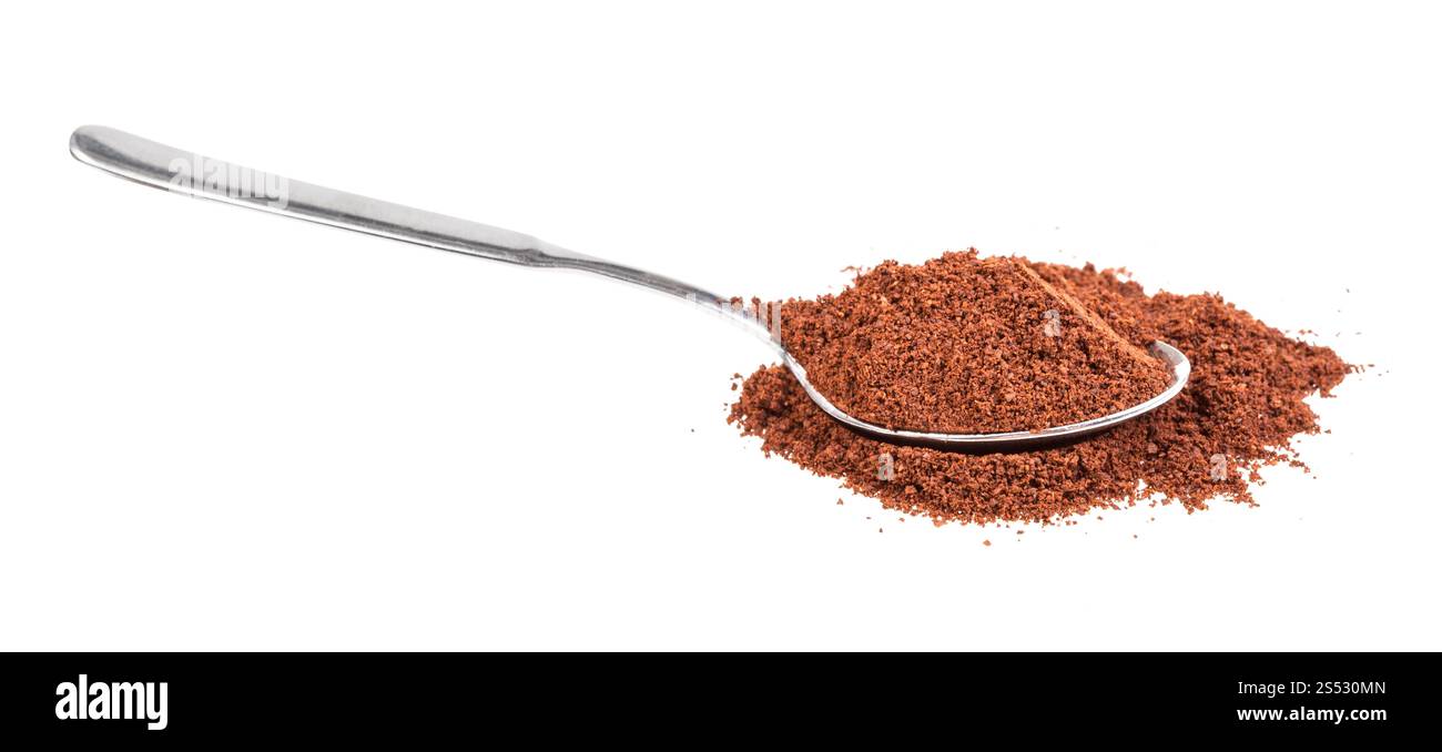 spoon with freshly ground coffee in isolated on white background Stock ...