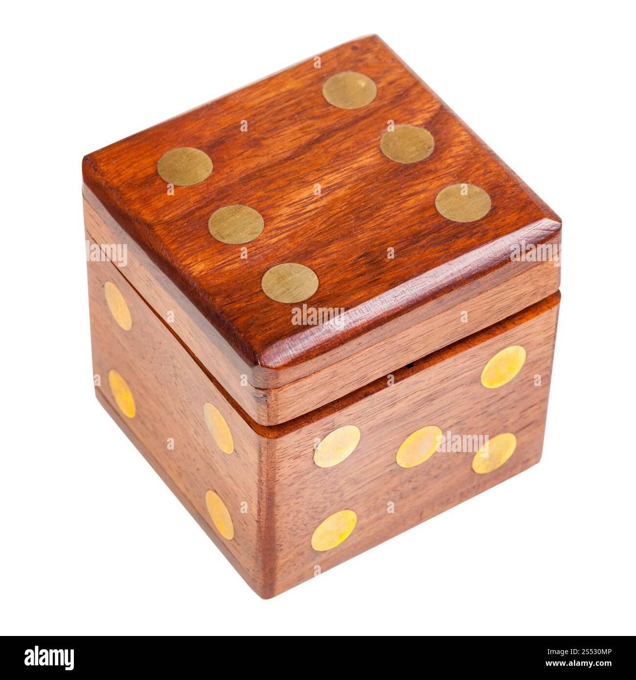 dice-shaped wooden box isolated on white background Stock Photo - Alamy