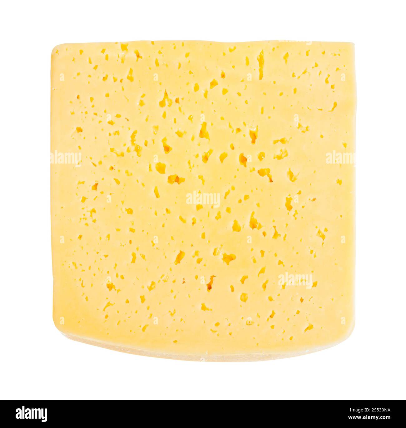 slice of yellow medium-hard cows milk cheese isolated on white ...