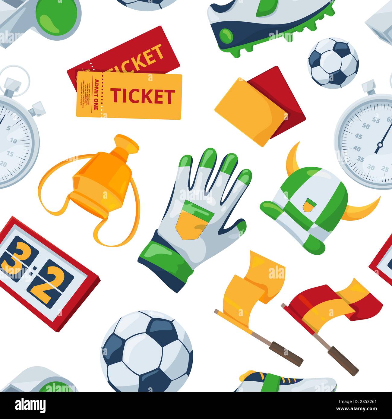 Vector seamless pattern at football theme. Illustration of soccer sport ...