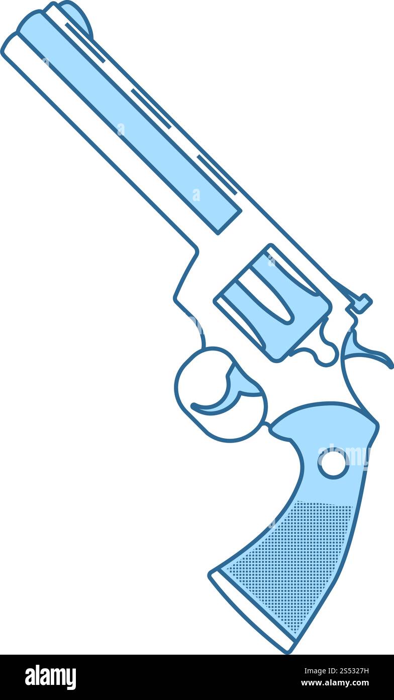 Revolver Gun Icon. Thin Line With Blue Fill Design. Vector Illustration ...