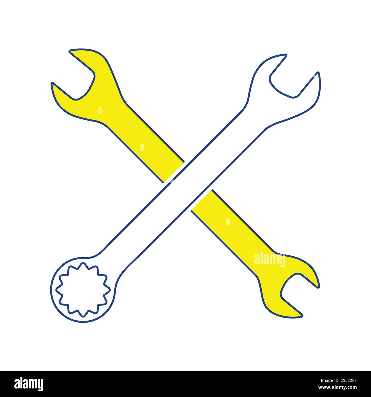 Icon of crossed wrench. Thin line design. Vector illustration Stock ...
