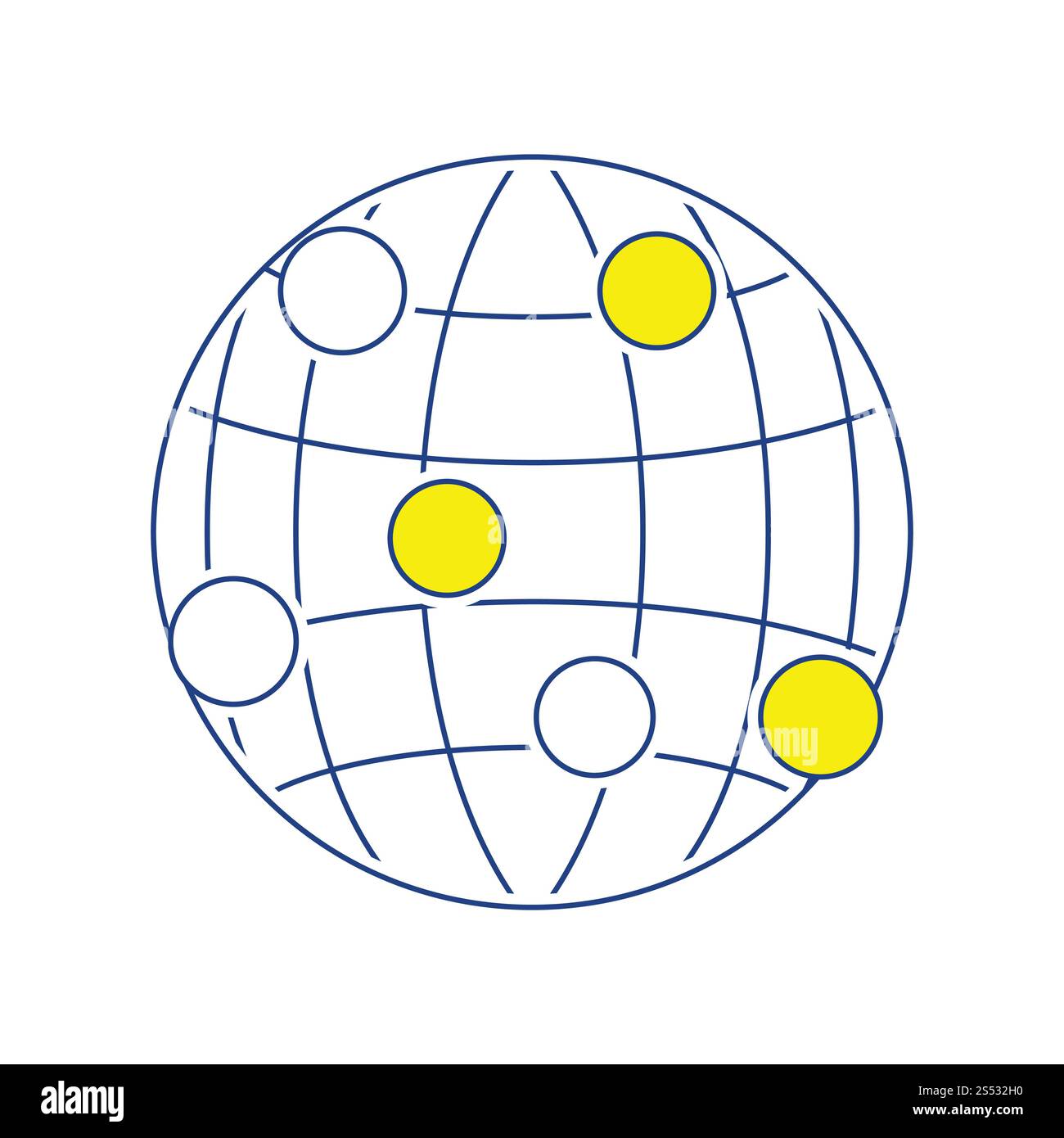 Globe connection point icon. Thin line design. Vector illustration ...