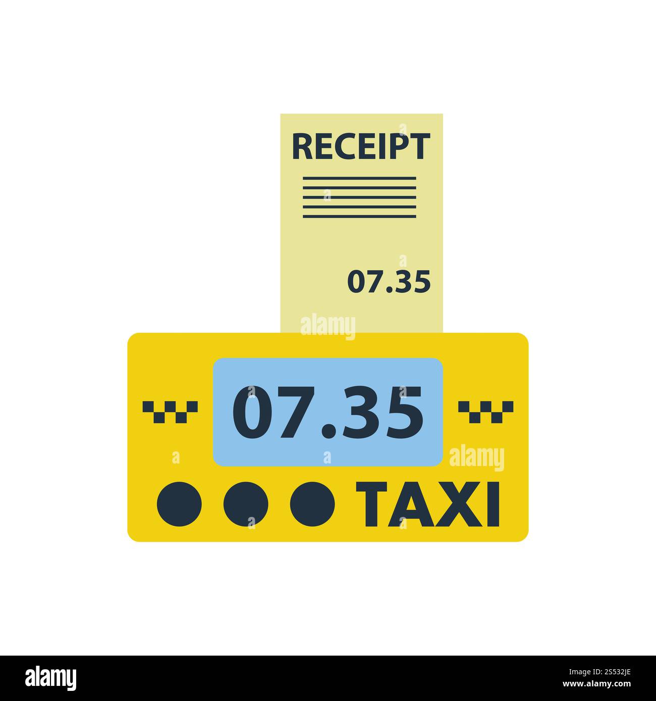 Taxi meter with receipt icon. Flat color design. Vector illustration ...