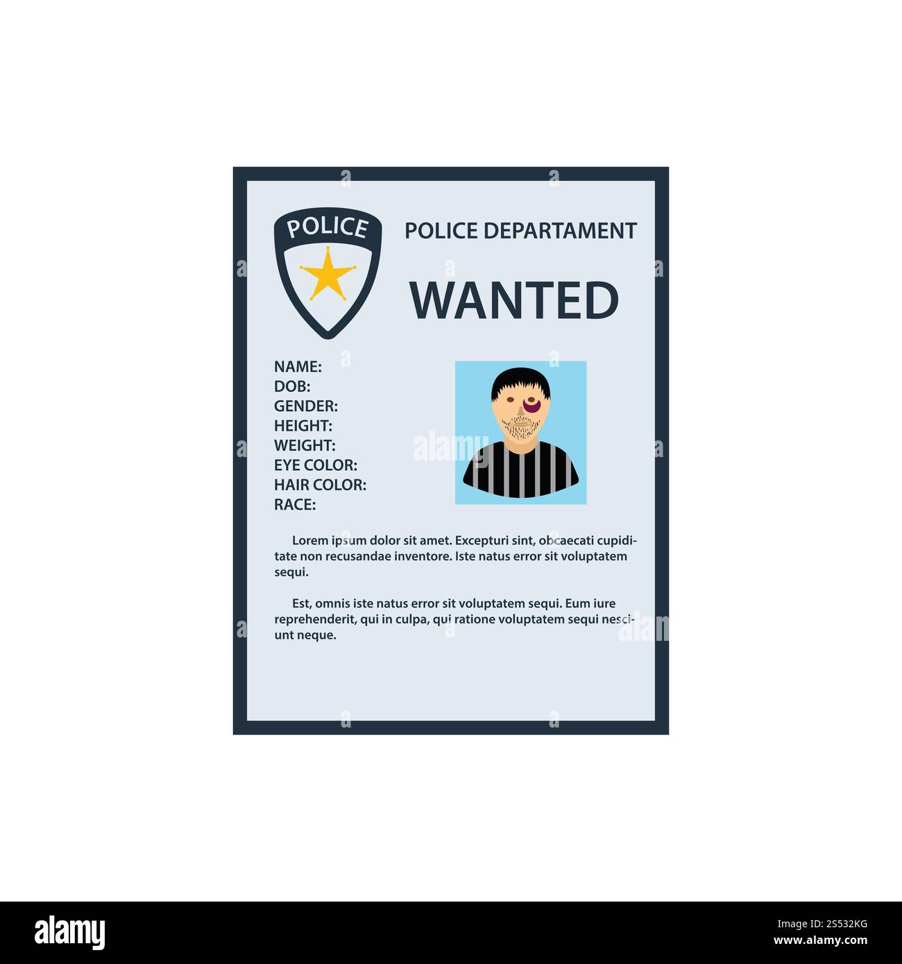 Wanted poster icon. Flat color design. Vector illustration Stock Photo ...