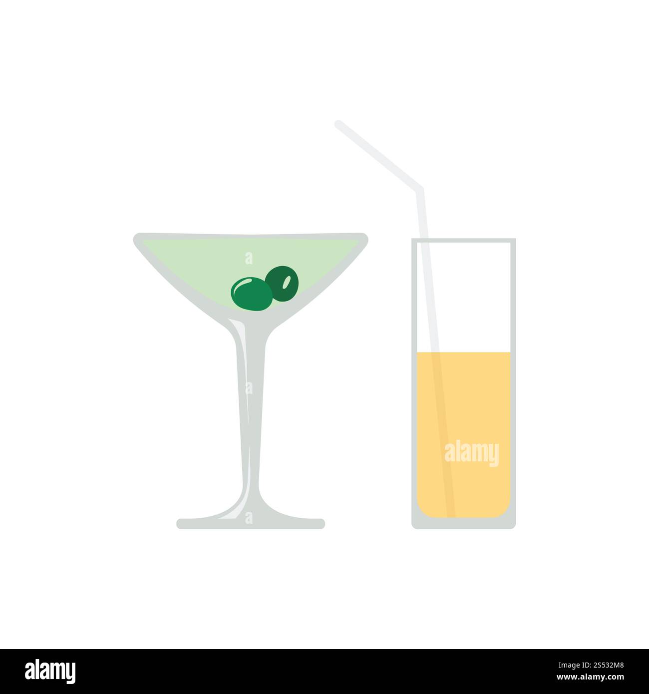 Coctail glasses icon. Flat color design. Vector illustration Stock ...