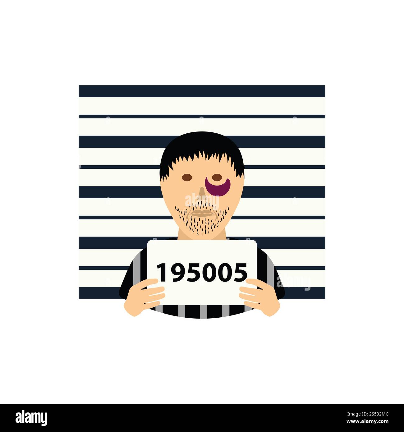 Prisoner in front of wall with scale icon. Flat color design. Vector ...