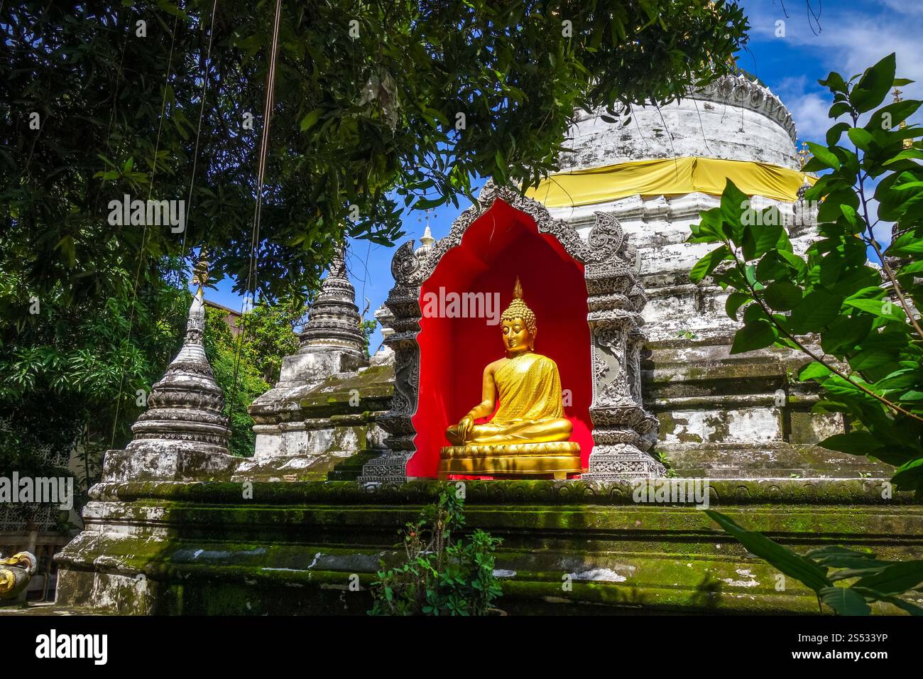 Wat Buppharam temple pagoda and golden buddha, Chiang Mai, Thailand ...