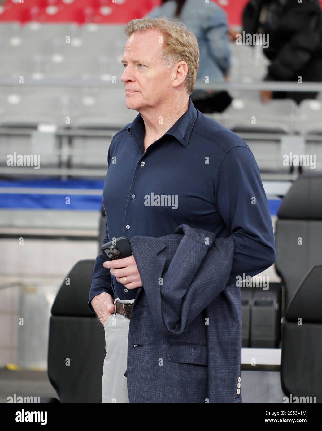January 13, 2025: Roger Goodell arrives before the NFC wildcard game ...