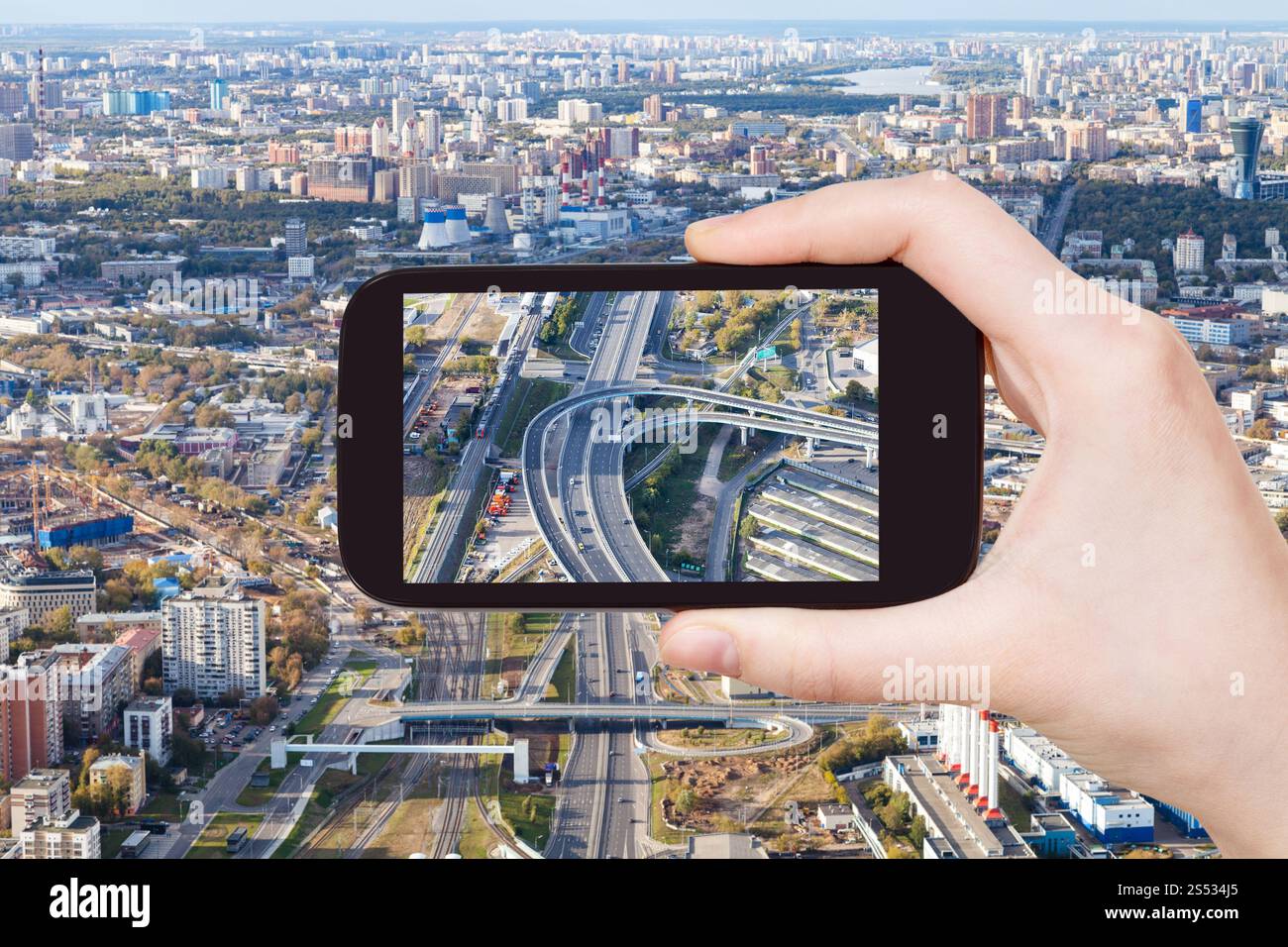 travel concept - tourist photographs of Third Ring Road and Railway ...