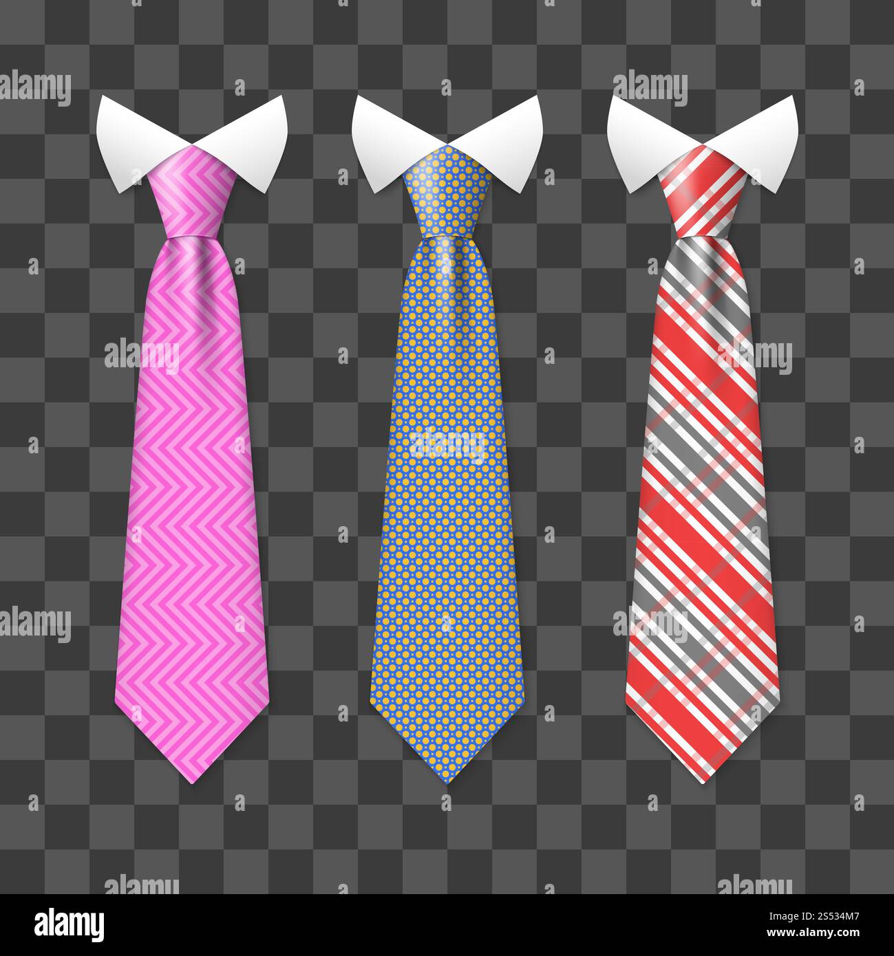 Colorful realistic neck ties set isolated on transparent background ...