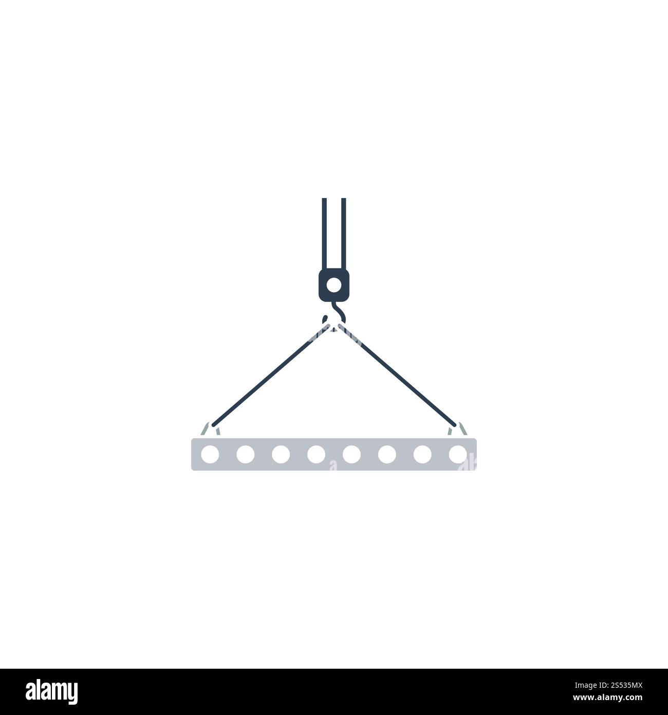 Icon of slab hanged on crane hook by rope slings . Flat design. Vector illustration Stock Photo ...