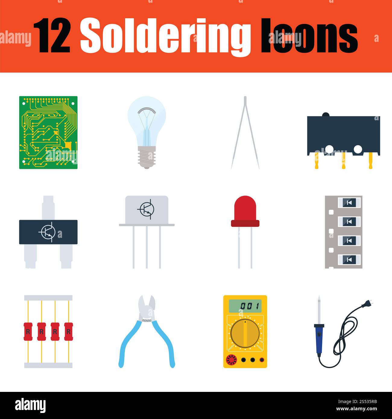 Set of soldering icons. Full color design. Vector illustration Stock ...