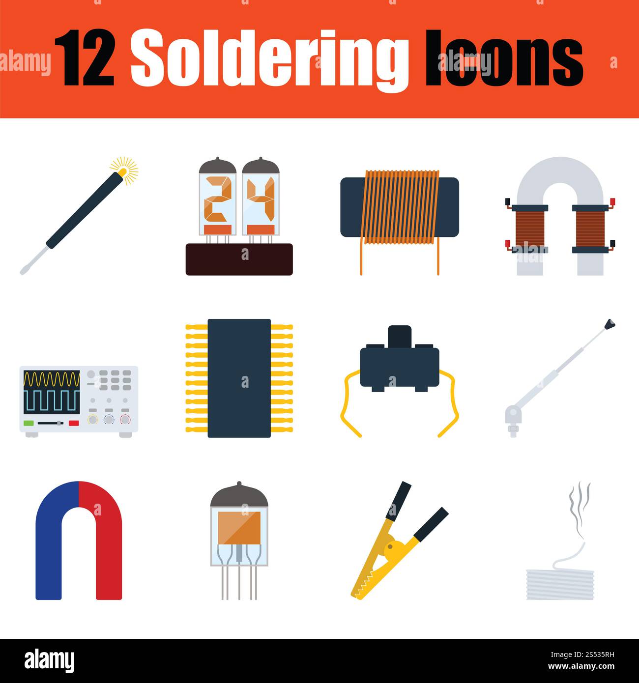 Set of soldering icons. Full color design. Vector illustration Stock ...