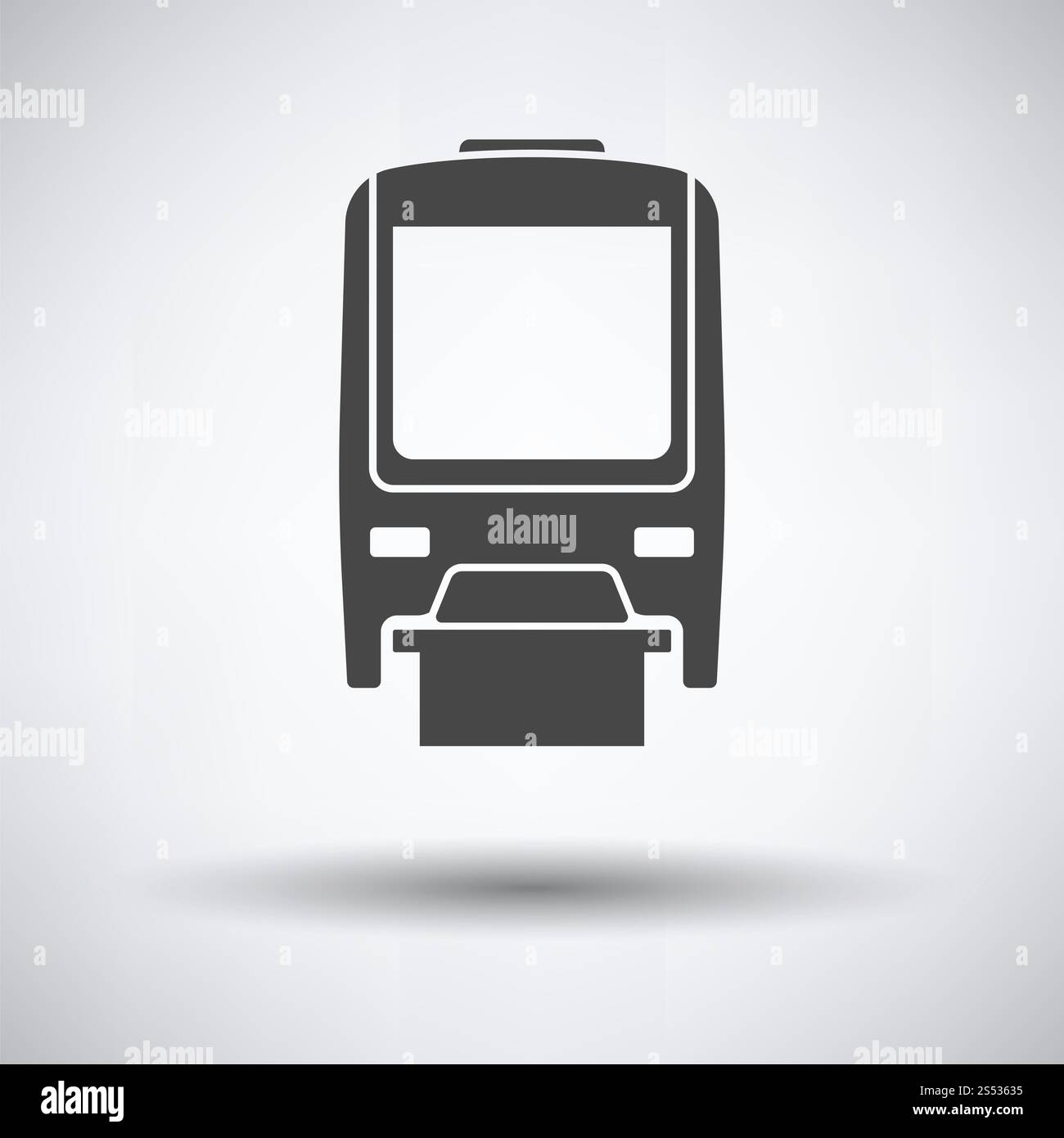 Monorail icon front view on gray background, round shadow. Vector ...