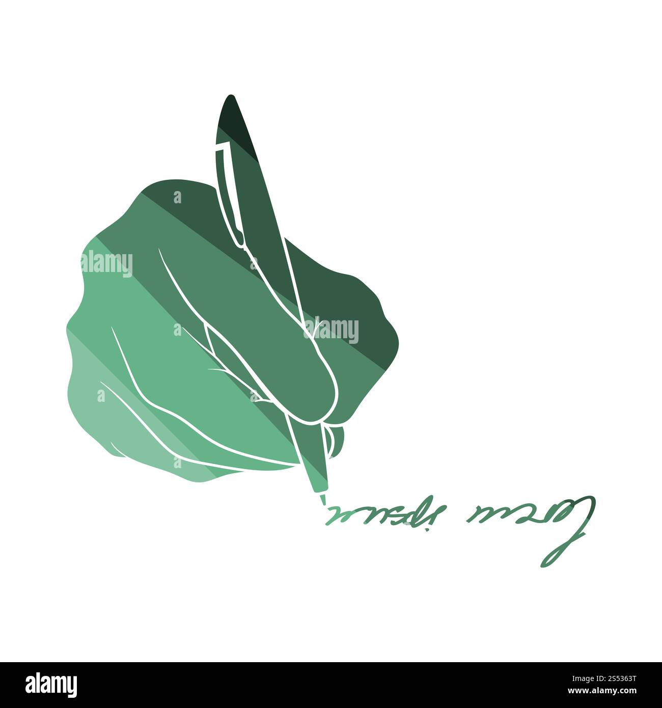 Signing hand icon. Flat color design. Vector illustration Stock Photo ...