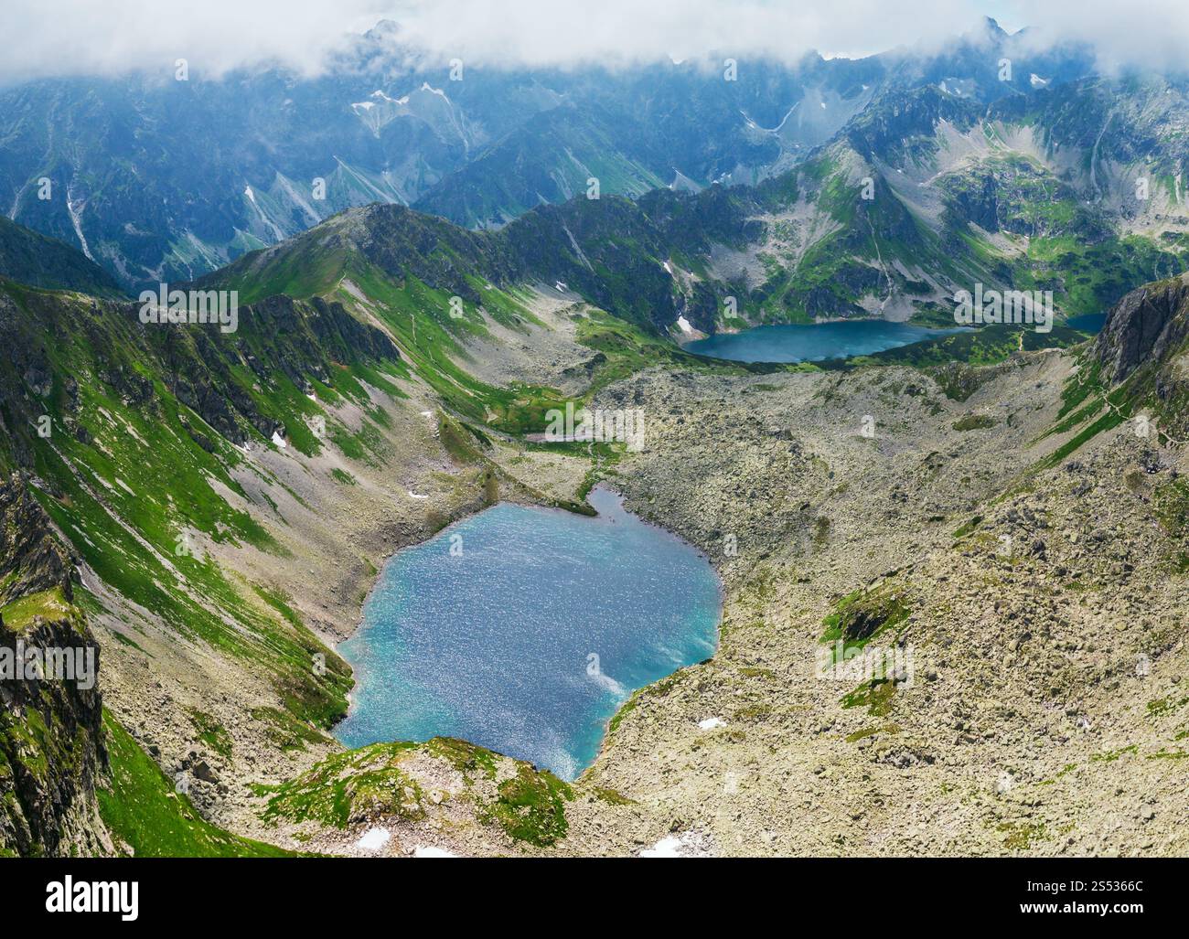 Tatra Mountain view to group of glacial lakes from path Kasprowy Wierch ...