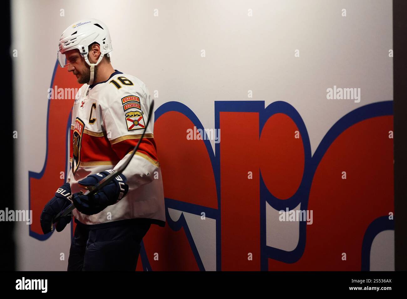 Florida Panthers' Aleksander Barkov waits to warm up before an NHL ...