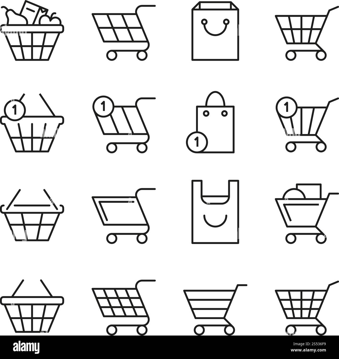 Black shopping cart baskets bag Stock Vector Images - Alamy