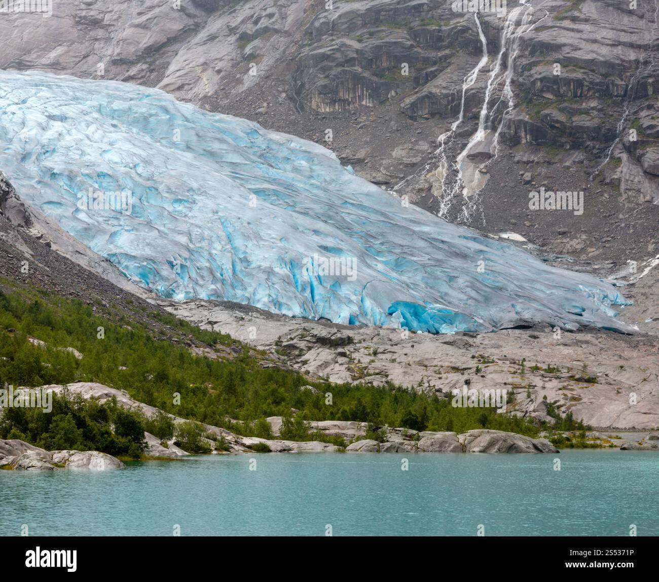 Summer overcast view to Nigardsbreen Glacier, Jostedal, Norway Stock ...
