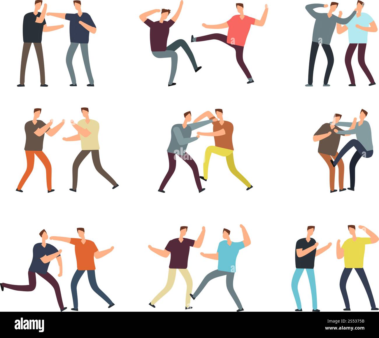 Aggressive man fighting. Cartoon vector arguing people isolated ...