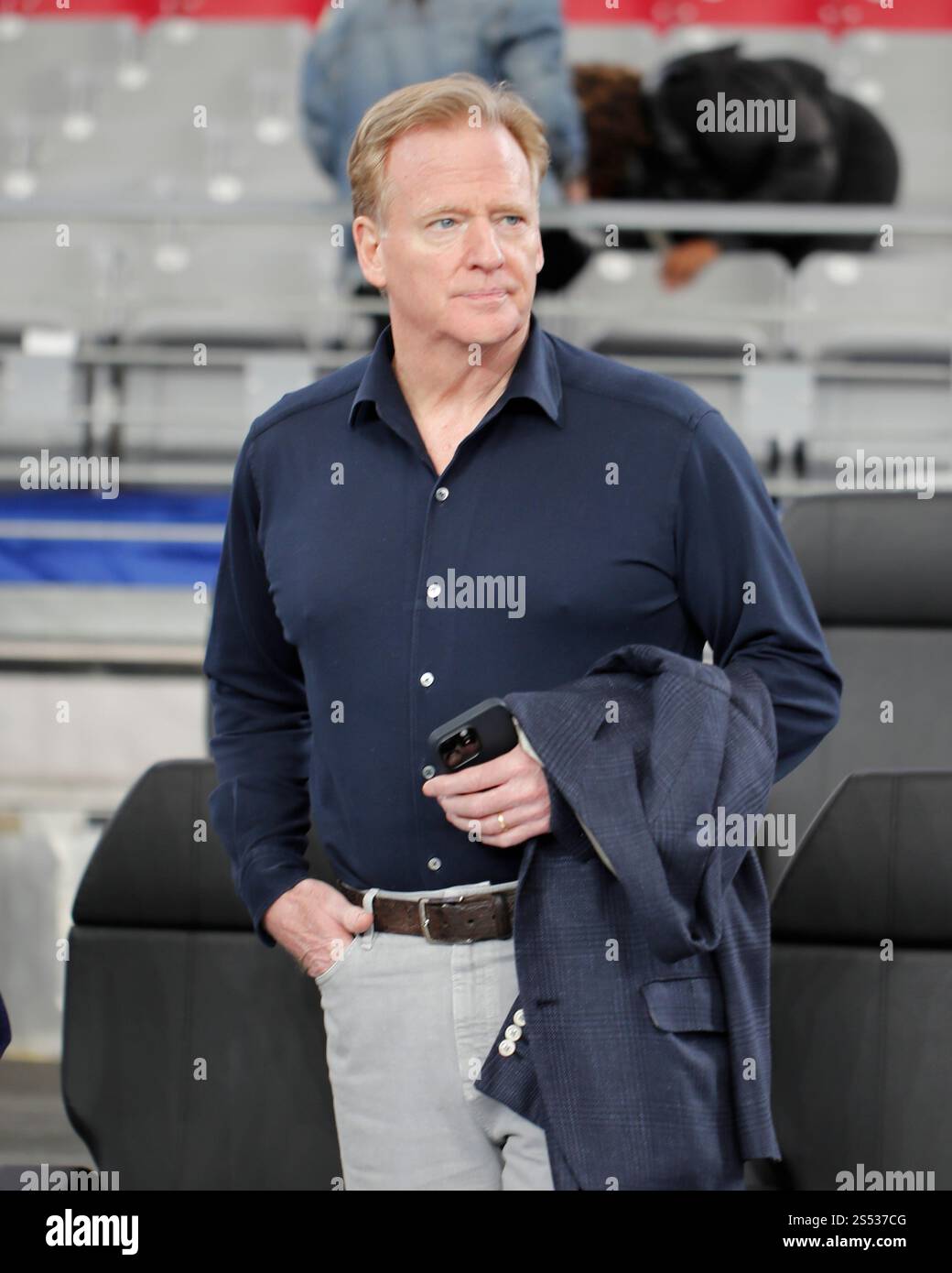January 13, 2025: Roger Goodell arrives before the NFC wildcard game ...