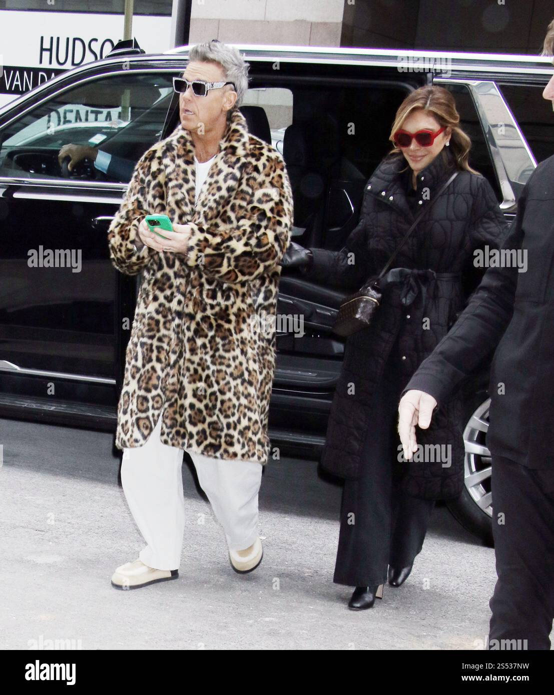 New York, NY, USA. 13th Jan, 2025. Robbie Williams and Ayda Field seen ...