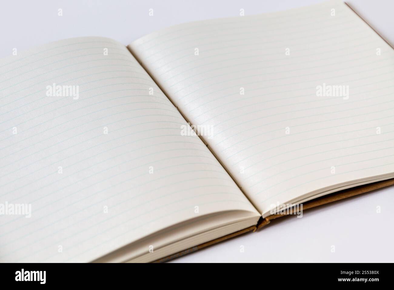 Open blank notebook mockup closeup view. Open blank notebook closeup view Stock Photo - Alamy