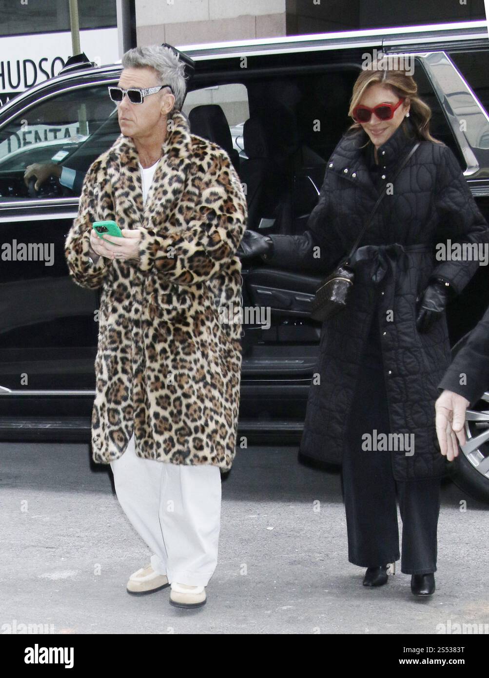 New York, NY, USA. 13th Jan, 2025. Robbie Williams and Ayda Field seen ...