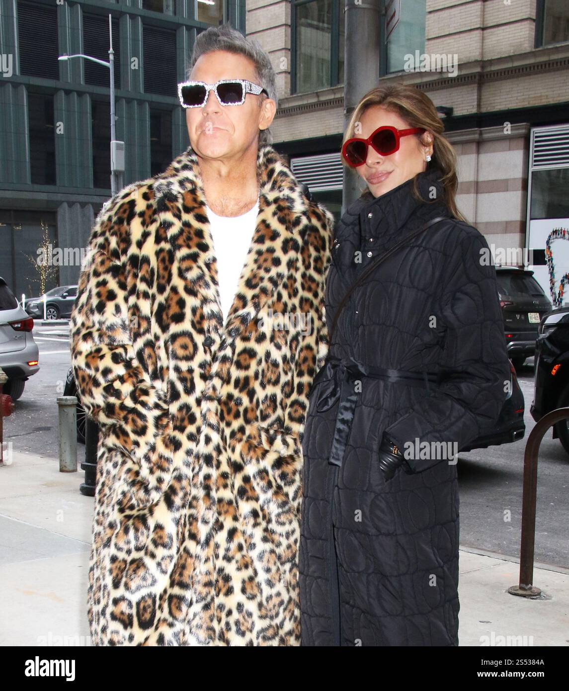 New York, NY, USA. 13th Jan, 2025. Robbie Williams and Ayda Field seen ...