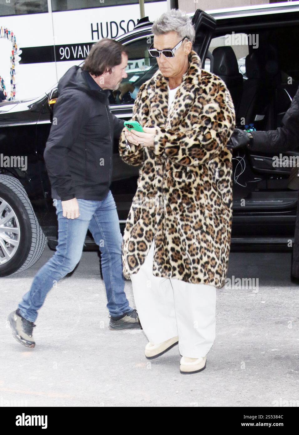 New York, NY, USA. 13th Jan, 2025. Robbie Williams and Ayda Field seen ...