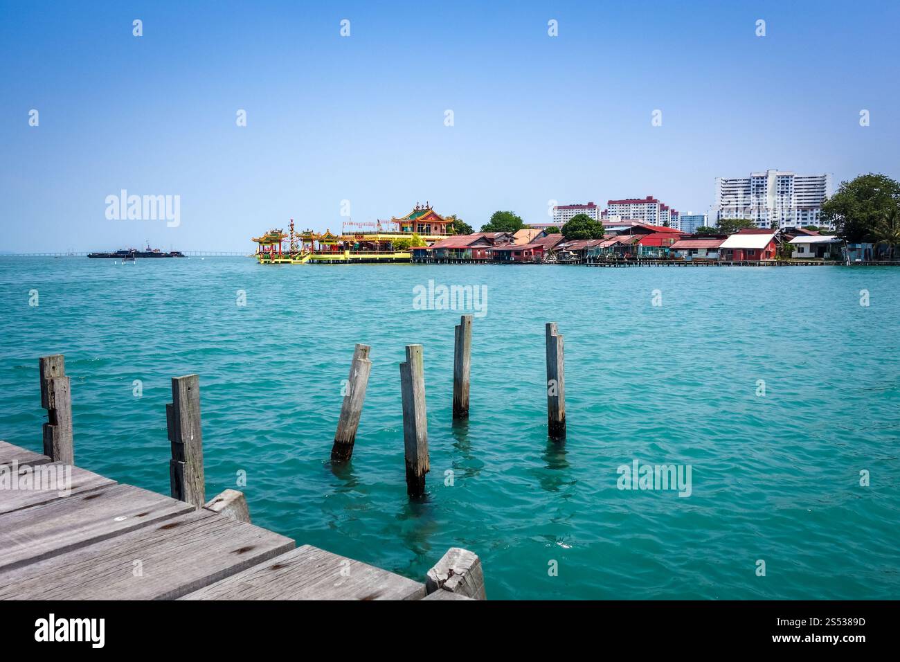 Chinese temple in George Town Chew jetty, Penang, Malaysia. Temple in George Town Chew jetty ...