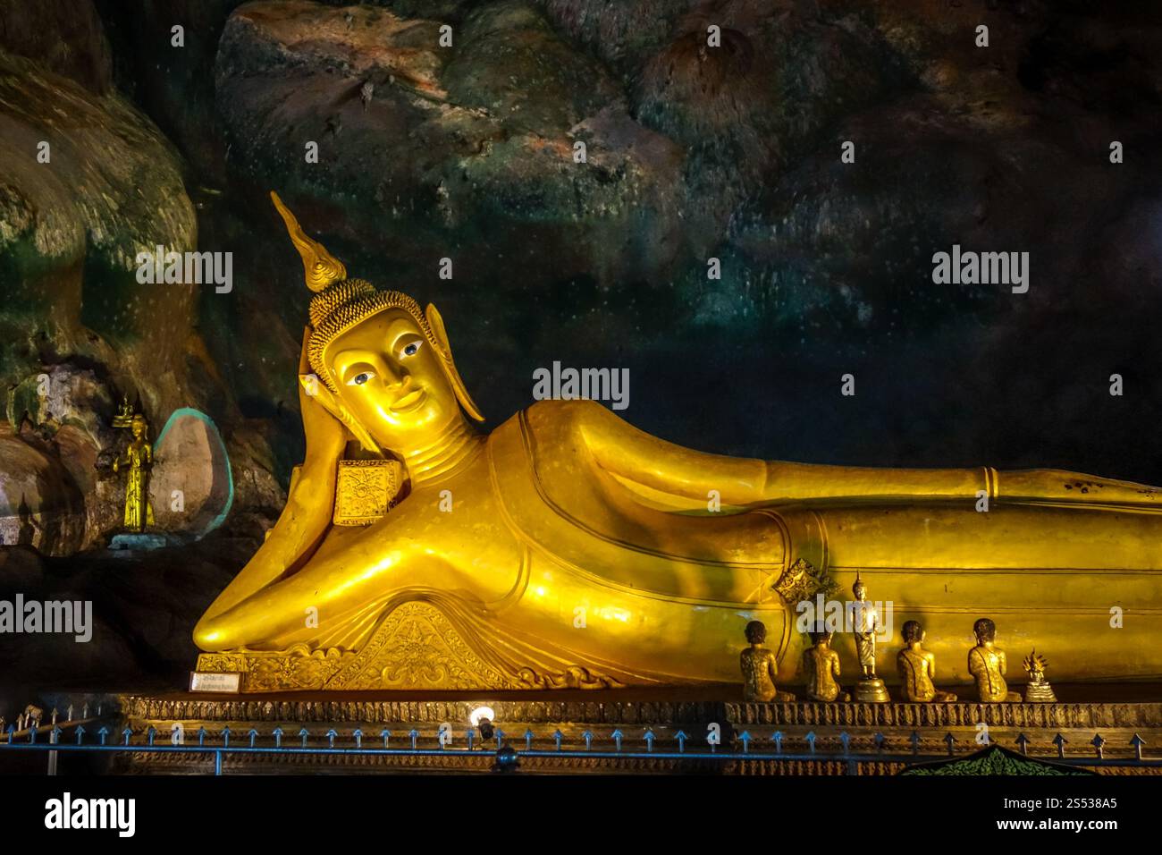 Gold Buddha in Wat Suwan Kuha temple, Thailand. Buddha in Wat Suwan ...