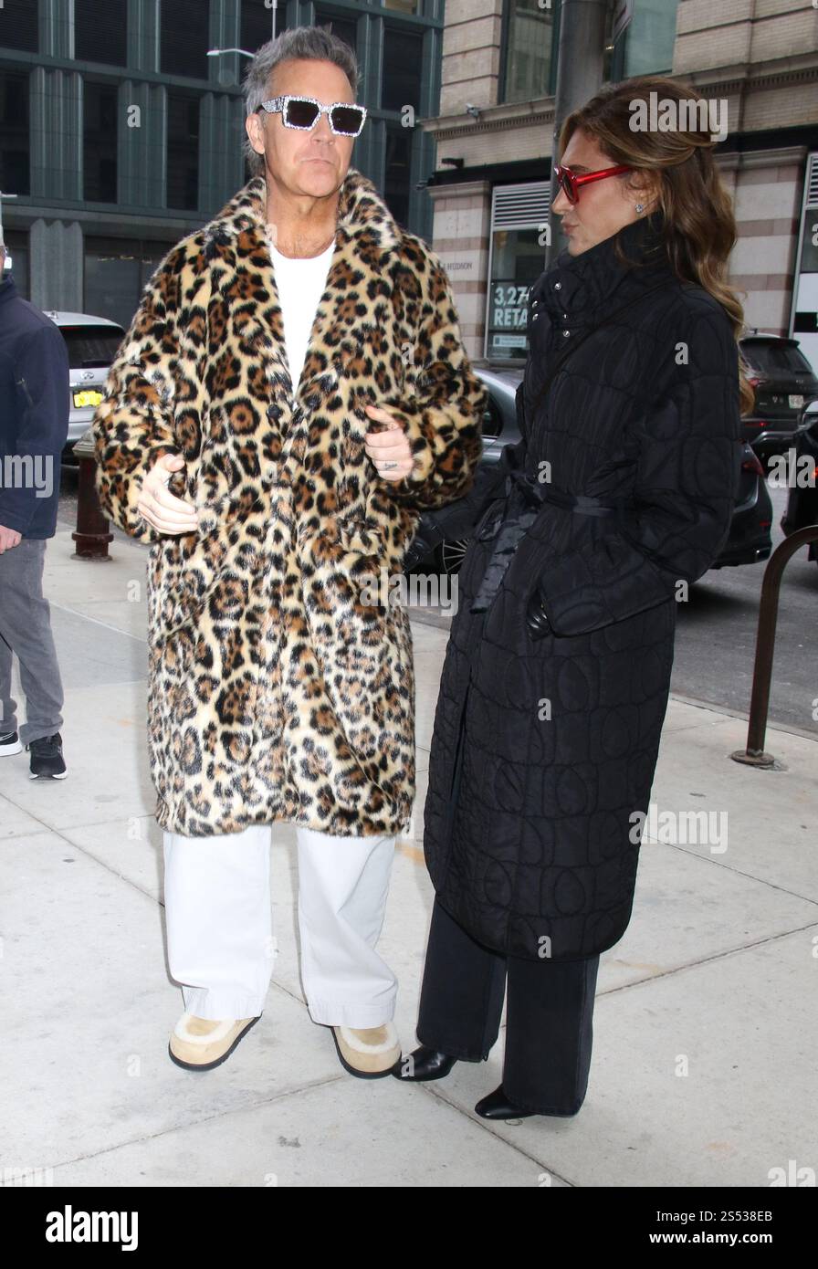 New York, NY, USA. 13th Jan, 2025. Robbie Williams and Ayda Field seen ...