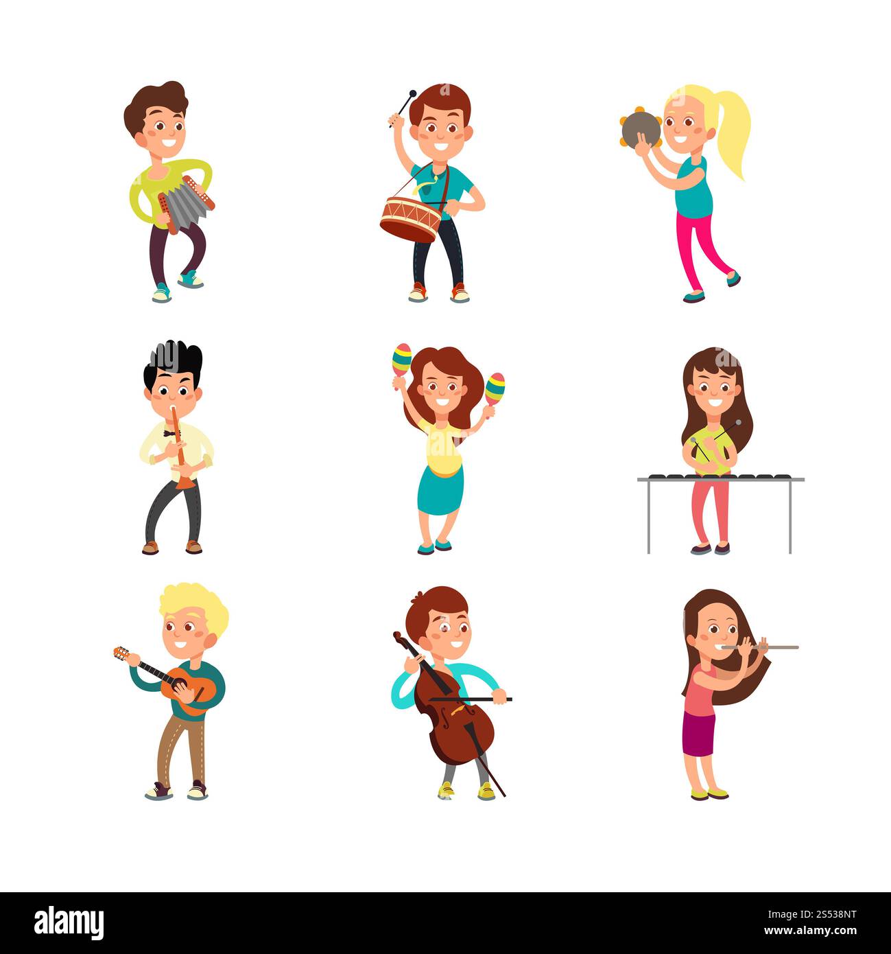 Happy children musicians with musical instruments. Talented kids ...
