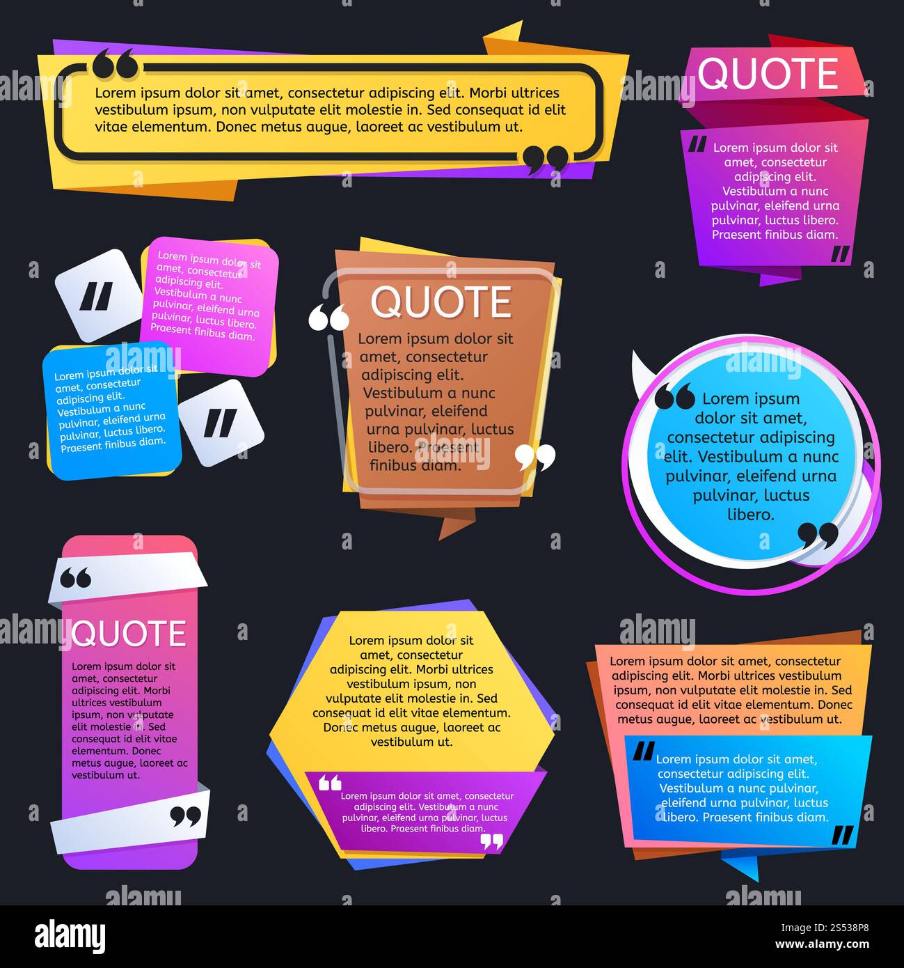 Quote texting boxes. Blog quotes bubble vector templates. Speech bubble ...