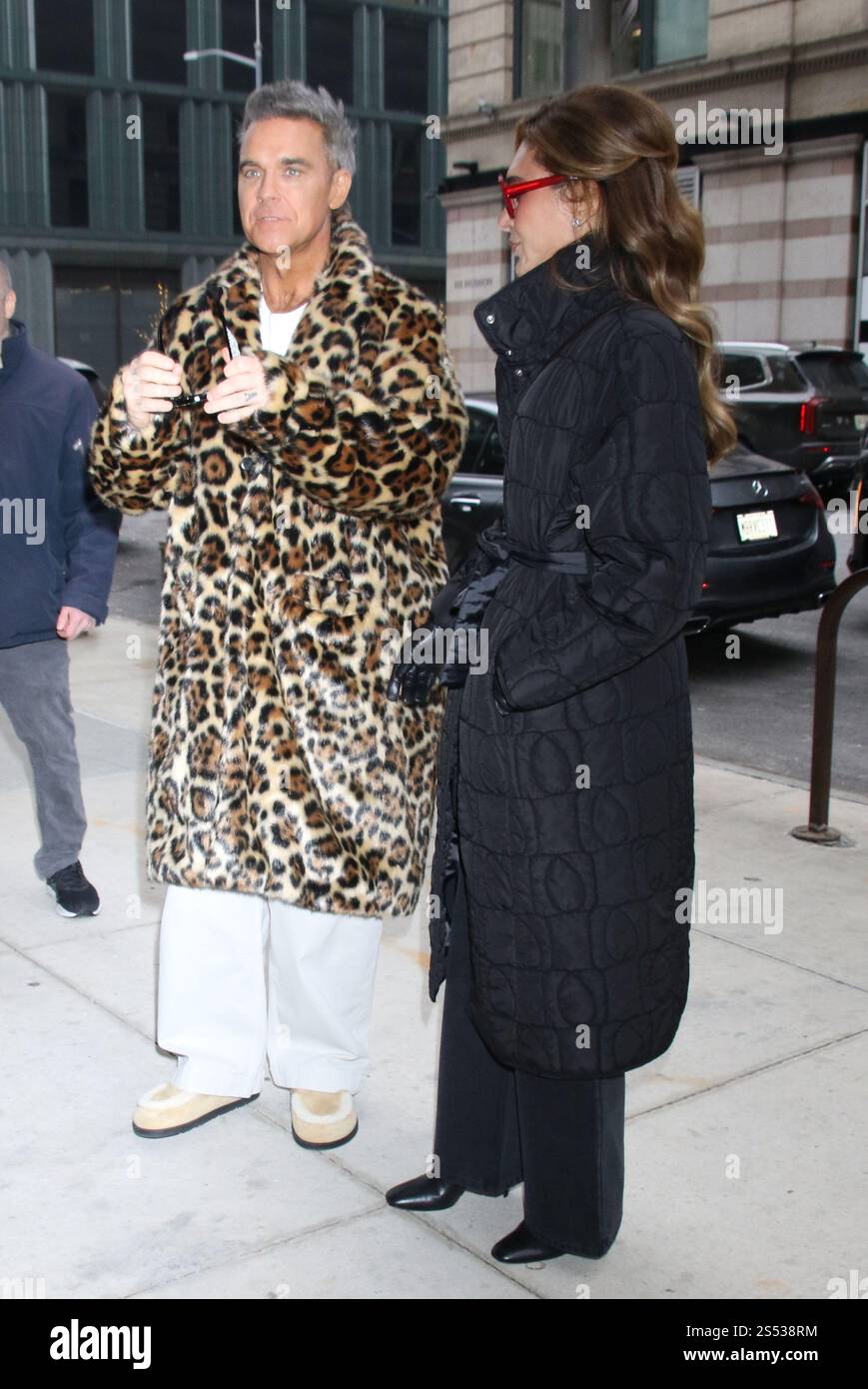 NEW YORK, NY- JANUARY 13: Robbie Williams and Ayda Field seen at Watch ...
