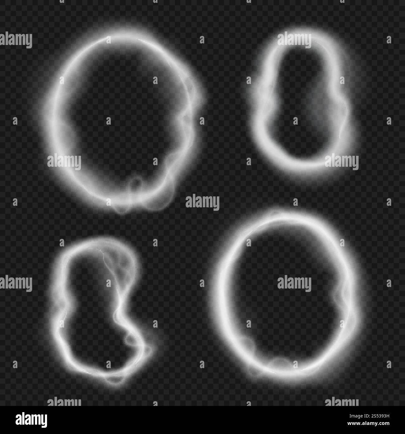 Cigarette smoke ring clouds. Hookah, vape round steam vector illustration isolated on ...