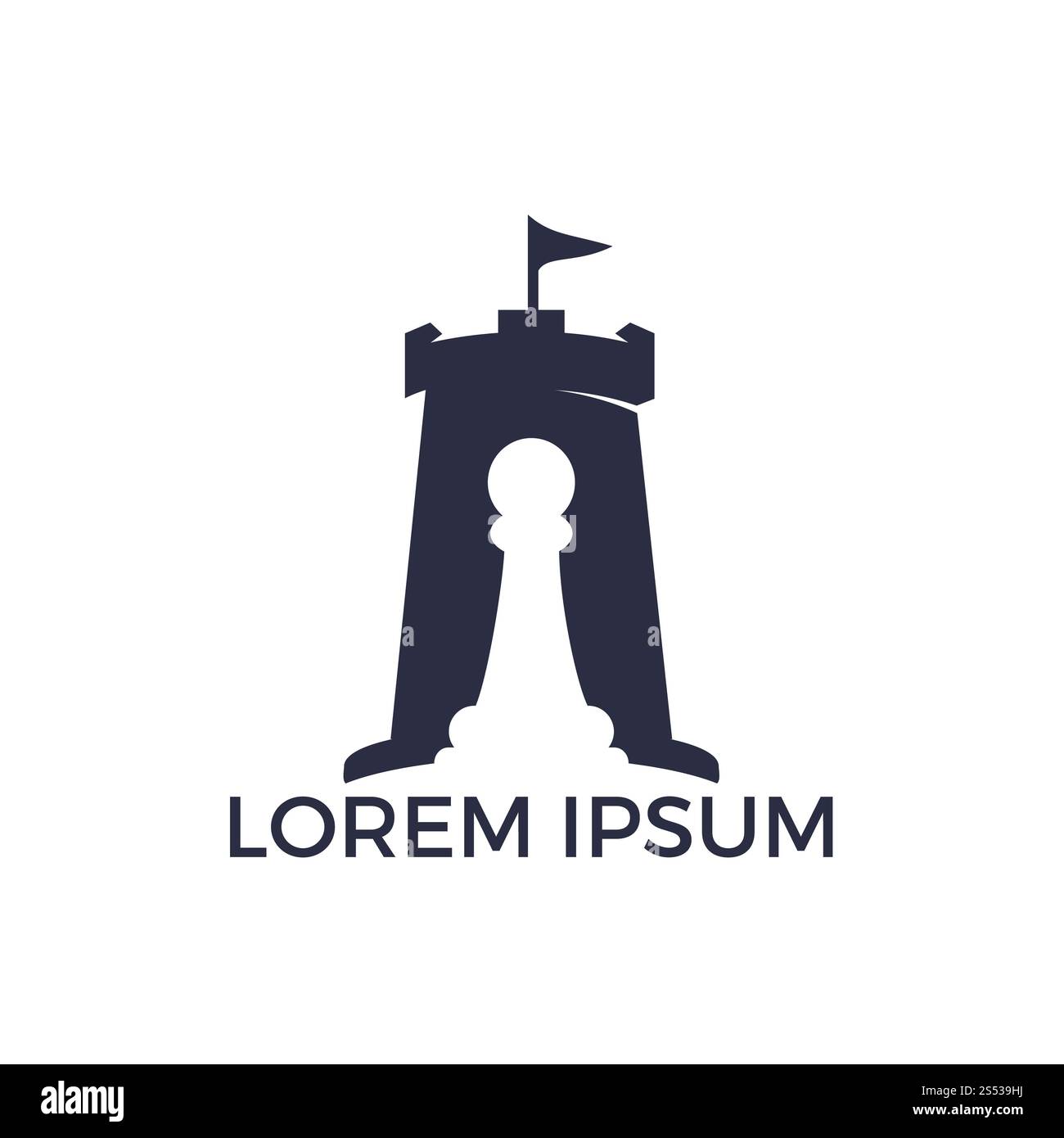 Fort chess vector logo design concept. Chess knights and castle tower ...