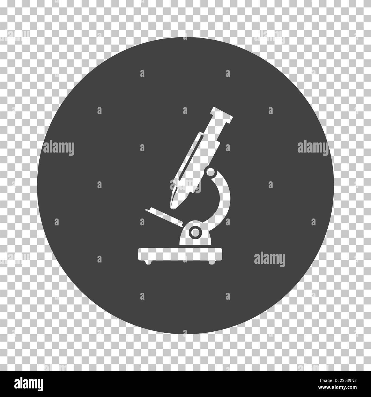 School microscope icon. Subtract stencil design on tranparency grid ...