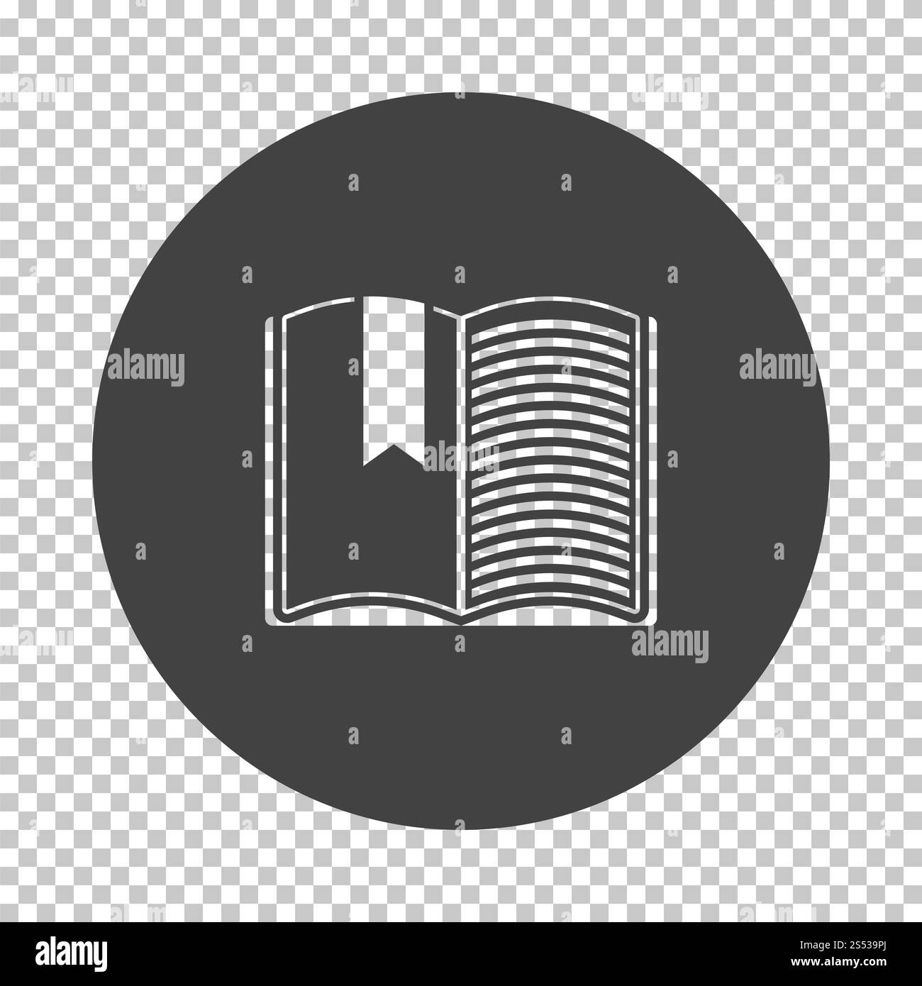 Open book with bookmark icon. Subtract stencil design on tranparency ...