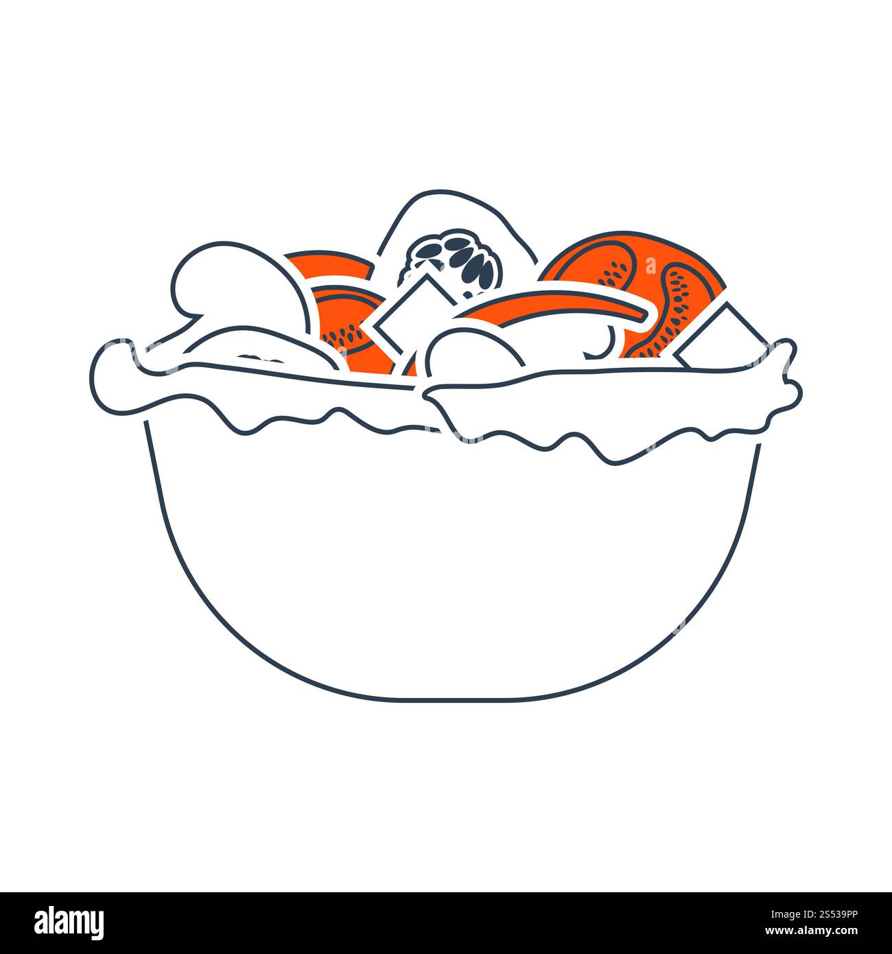 Icon Of Salad In Plate. Thin Line With Red Fill Design. Vector ...