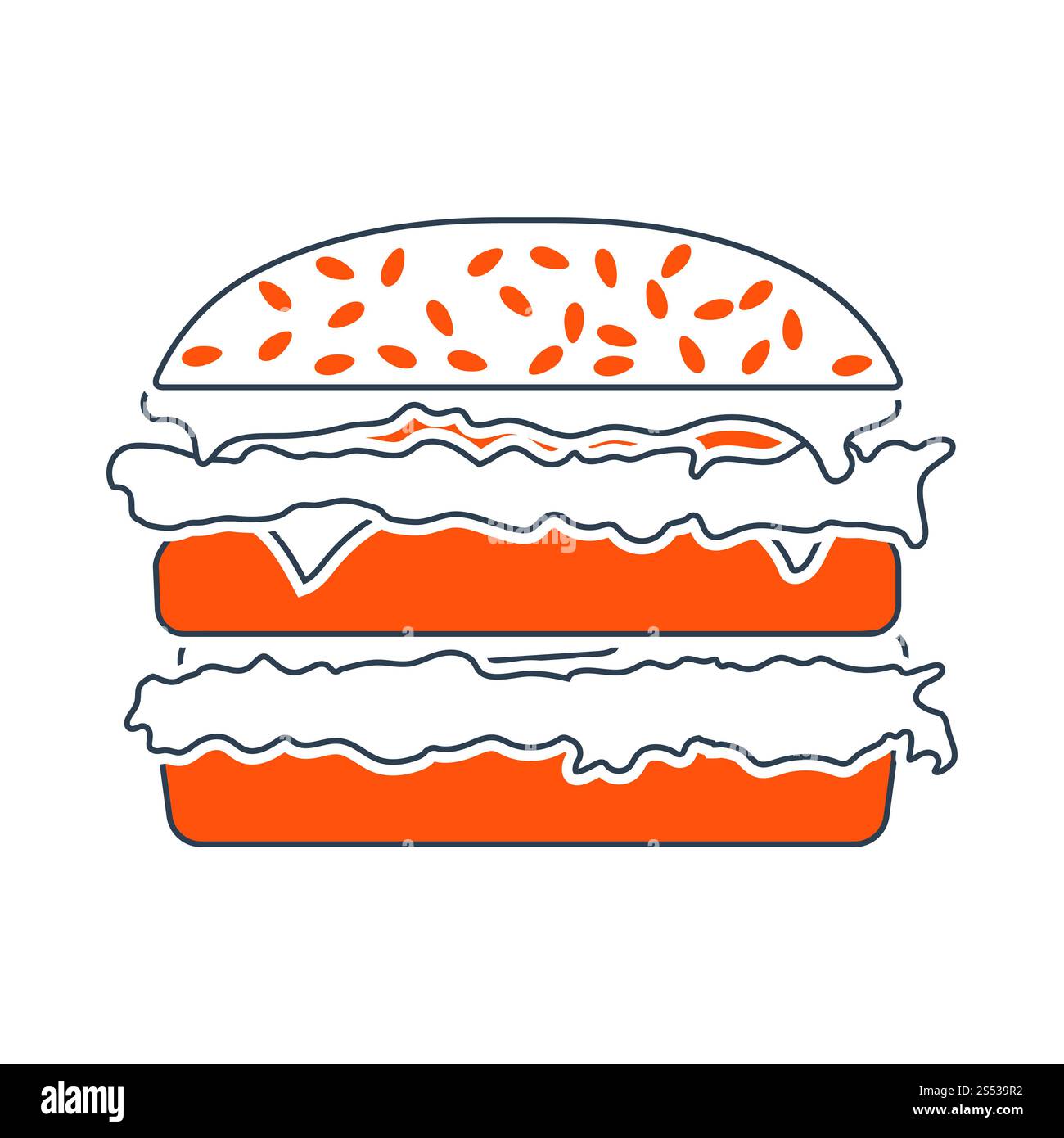 Icon Of Hamburger. Thin Line With Red Fill Design. Vector Illustration ...
