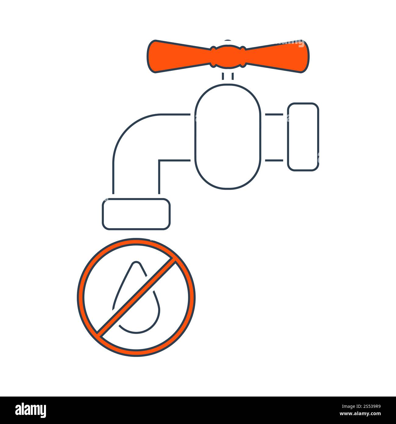Water Faucet With Dropping Water Icon. Thin Line With Red Fill Design ...