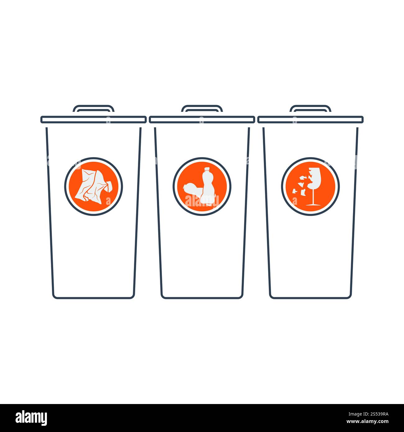 Garbage Containers With Separated Trash Icon. Thin Line With Red Fill ...