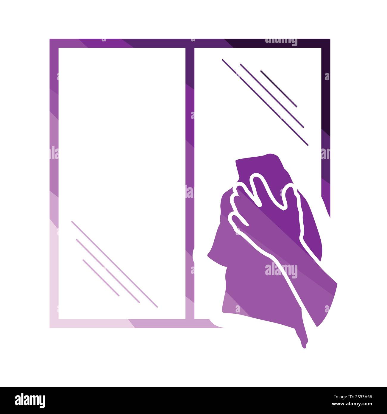 Hand wiping window icon. Flat color design. Vector illustration Stock ...