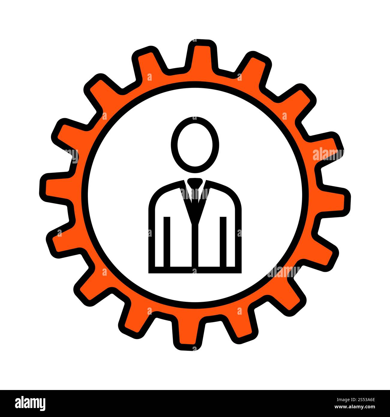Teamwork Icon. Thin Line With Orange Fill Design. Vector Illustration ...