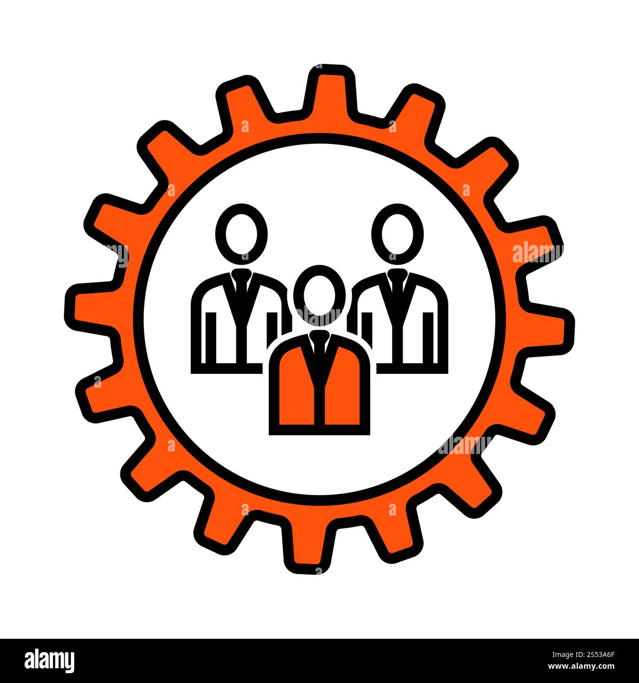 Teamwork Icon. Thin Line With Orange Fill Design. Vector Illustration ...