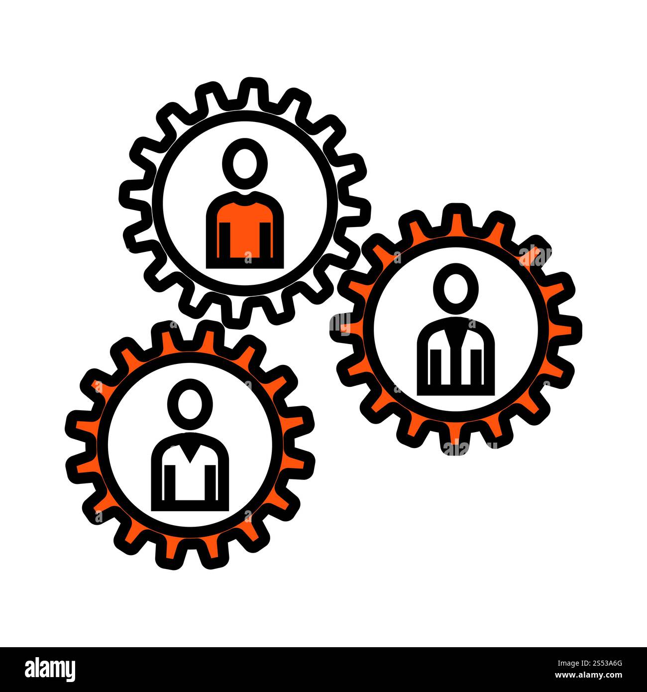 Teamwork Icon. Thin Line With Orange Fill Design. Vector Illustration ...