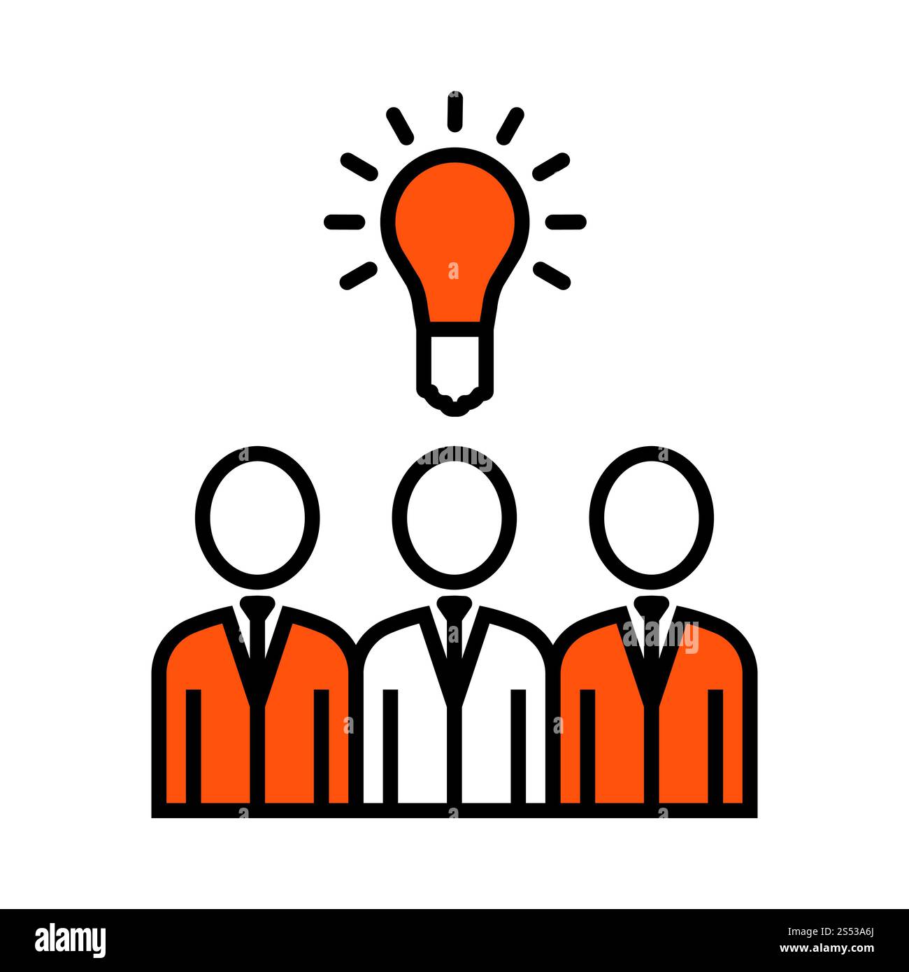 Corporate Team Finding New Idea Icon. Thin Line With Orange Fill Design ...